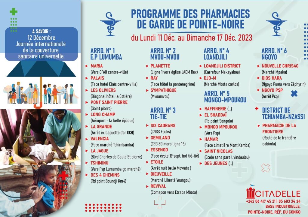 Pharmacies de garde – Pointe-Noire, Site officiel de la Ville